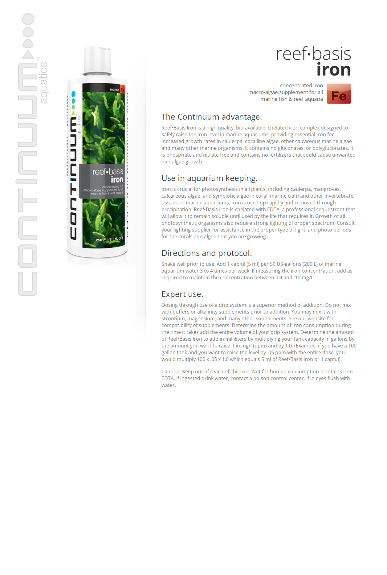 Shop Continuum Aquatics Reef Basis Iron - Reeftopia | Australia's ...