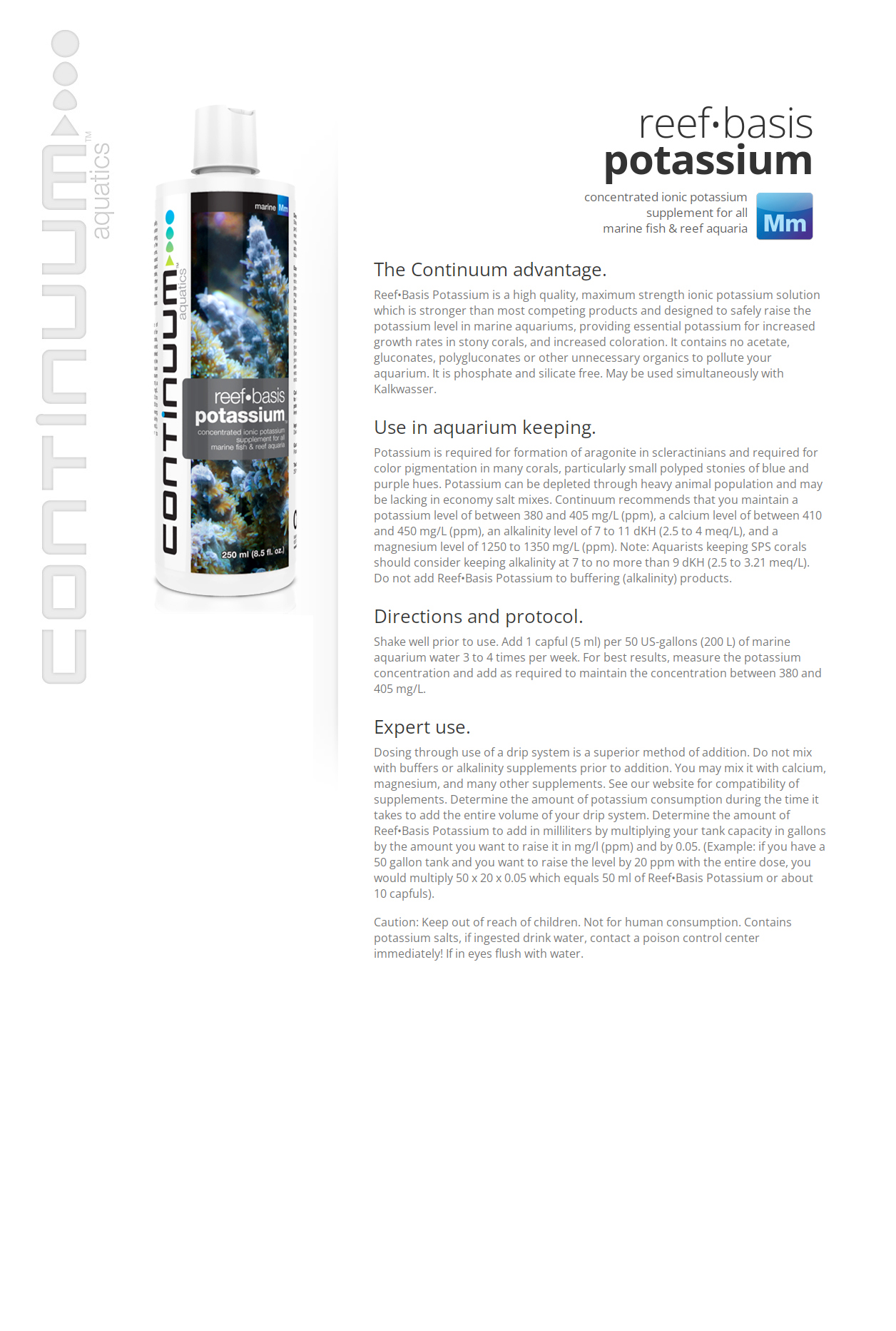 Shop Continuum Aquatics Reef Basis Potassium - Reeftopia | Australia's Source For Premium Fish ...